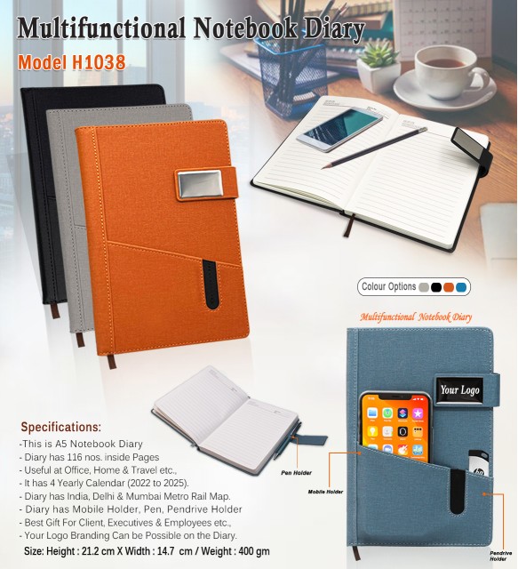 Multi-functional Office Diary with Mobile & Pen Holder – Hora gifts