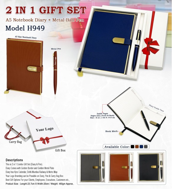 2 in 1 Gift Set Professional diary with pen gift set for executives