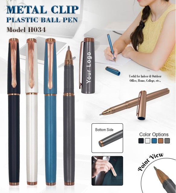 Metal Clip Ball Pen – CustoLogo | Promotional Pen – H034