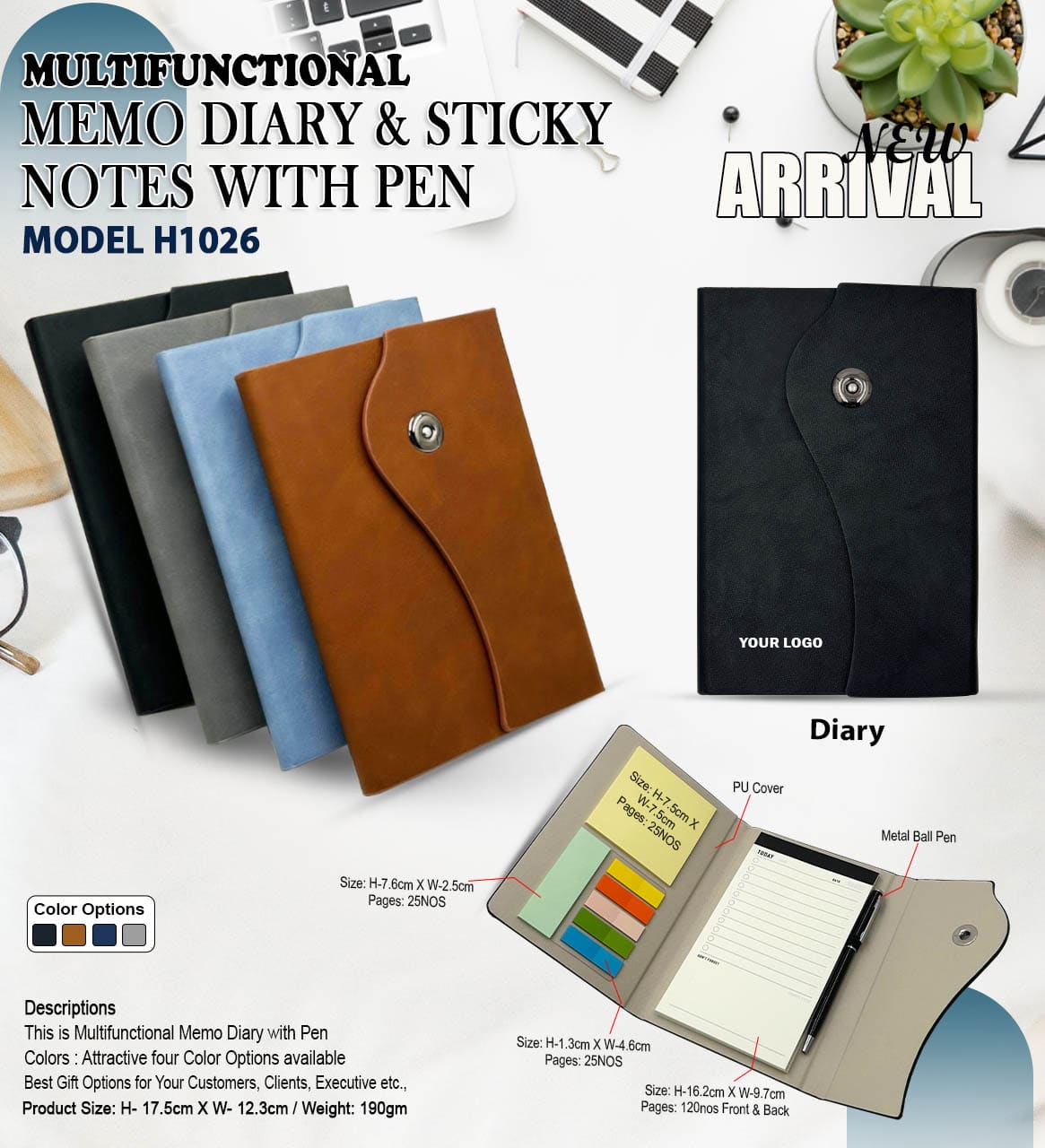 Memo Diary with Sticky Notes & Pen
